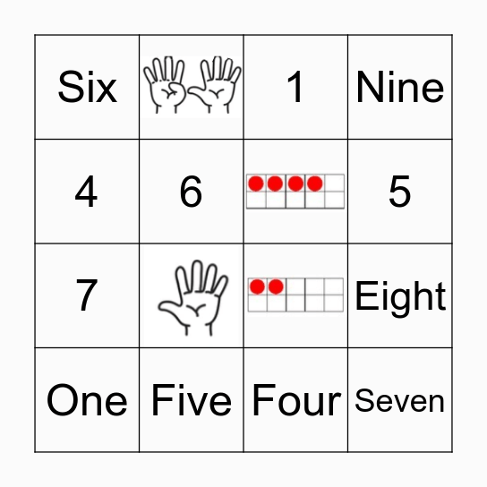 Numbers 1-10 Bingo Card