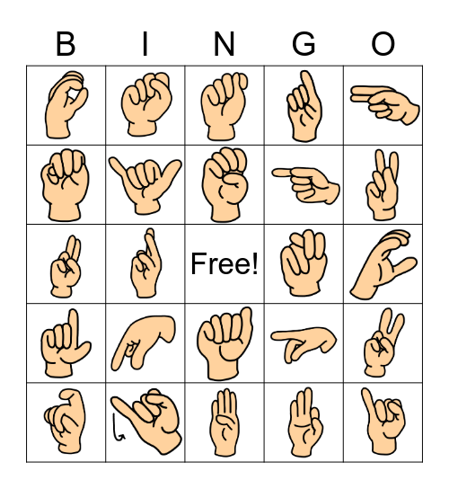 ASL Alphabet Bingo Card