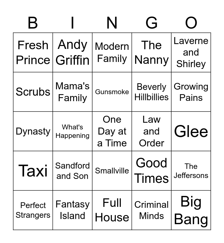New Tv Show Bingo Card