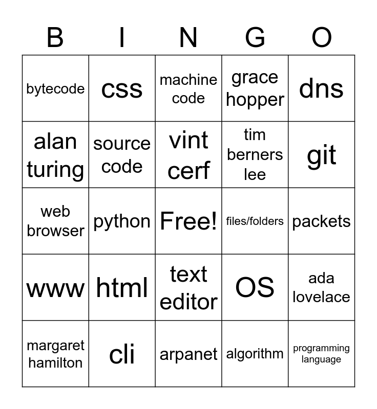 CS Bingo Card