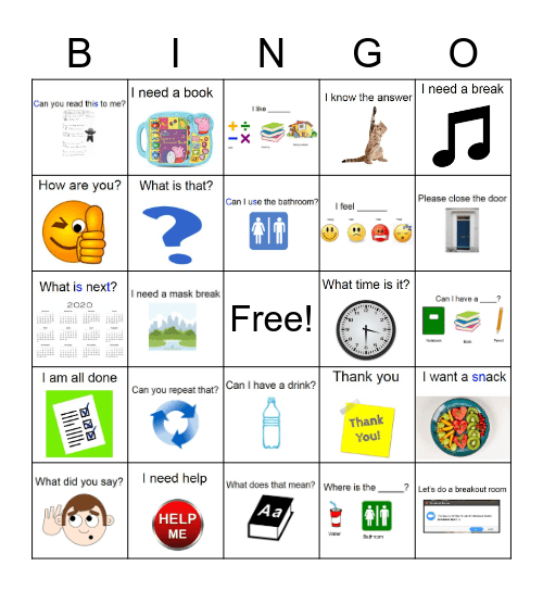 Functional Phrases Bingo Card