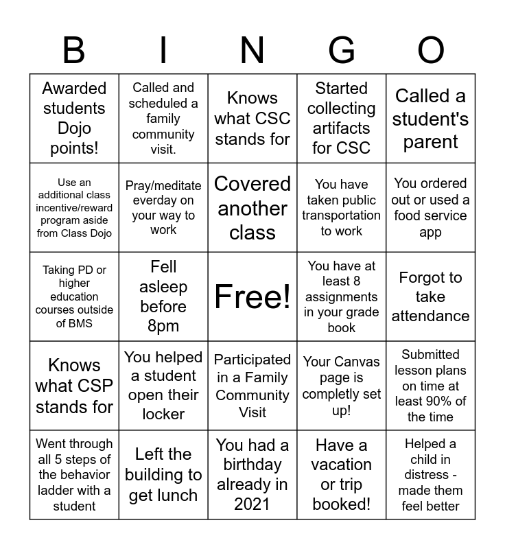 Teacher Bingo - This School Year Bingo Card