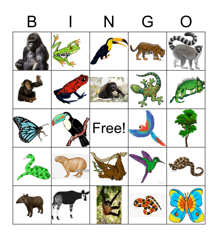 Jungle Bingo Card