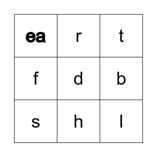 Vowel Team- ea Bingo Card