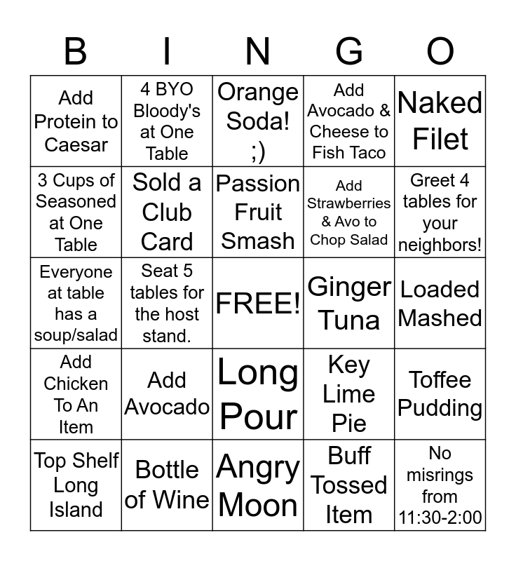 Tav Bingo Card