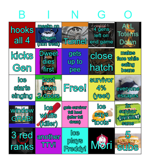 DbD killer Bingo Card