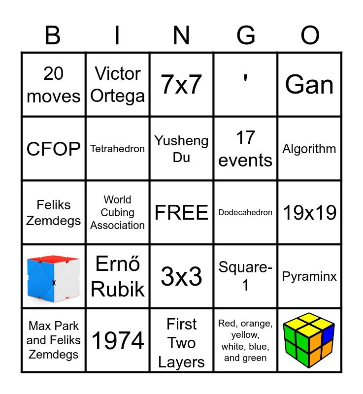 Cubing Club Bingo Card