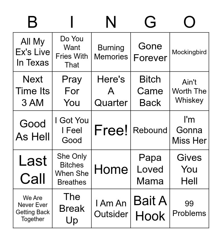 Cody's Divorce Bingo Cover All Bingo Card