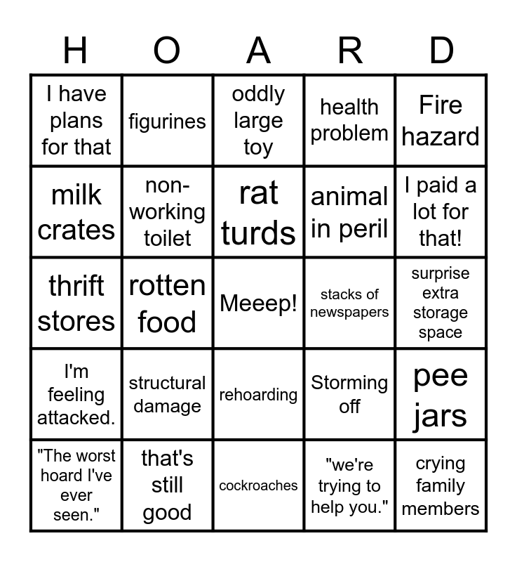 Hoarder BINGO Card