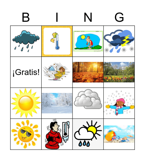 Spanish weather Bingo Card