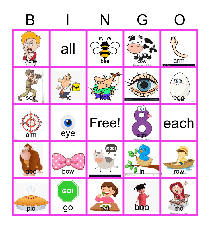 Sound Deletion Bingo Card