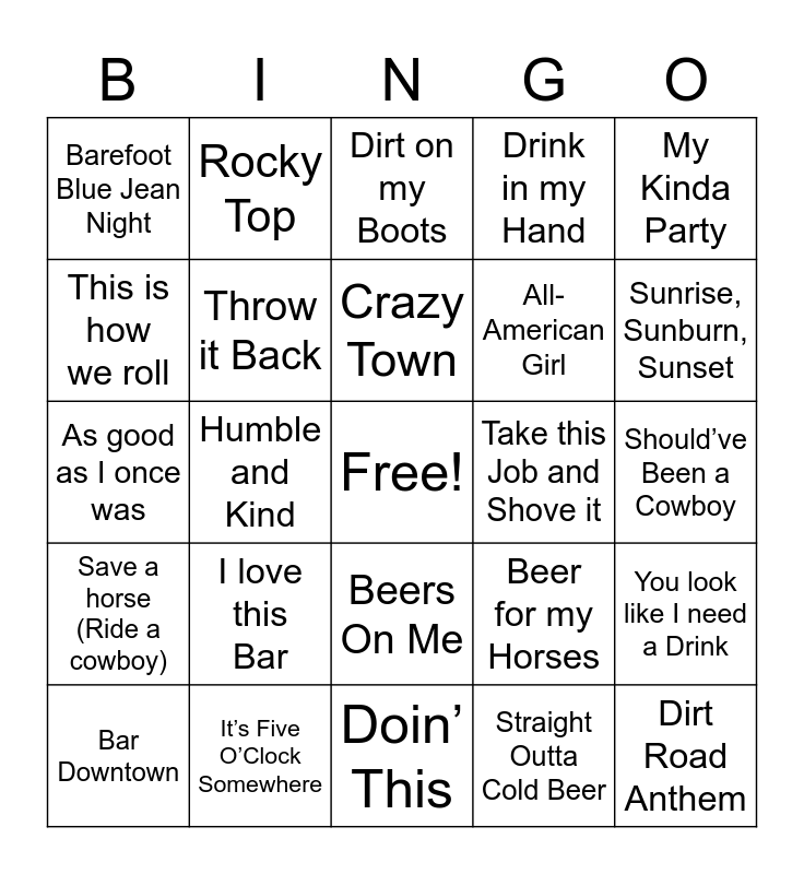 Country + Bingo Card