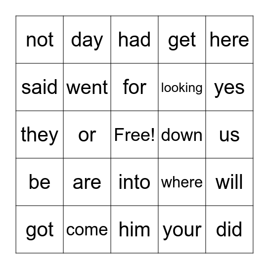 J. R. Lv. 3 and Lv. 4 Words Bingo Card