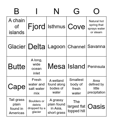 Landforms Bingo Cards - Page 4