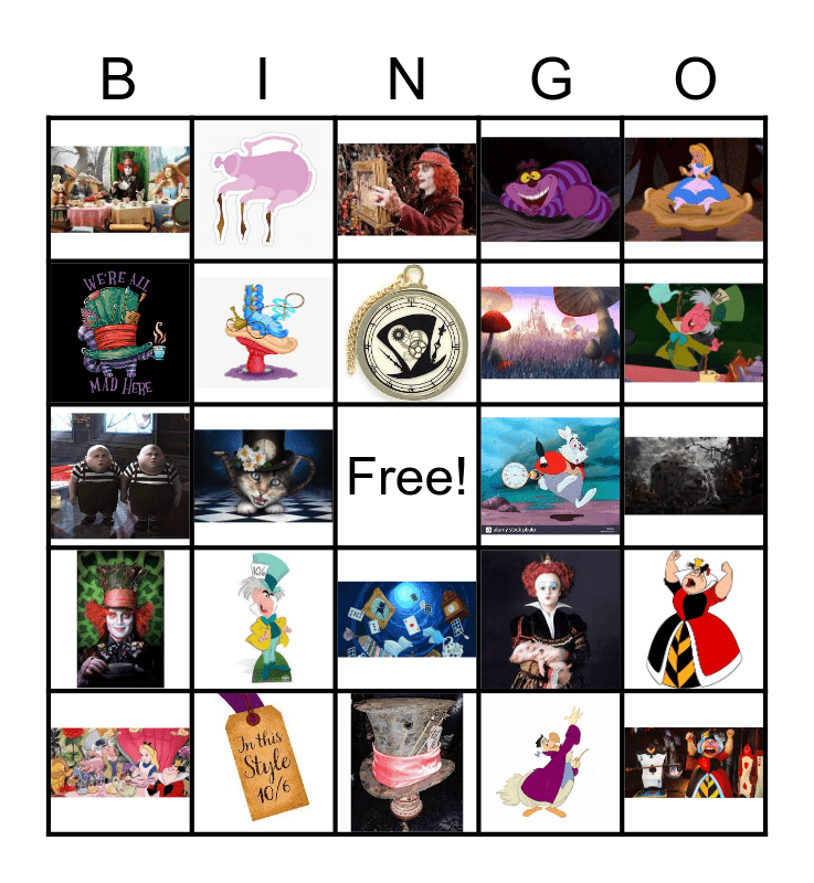 Mad Hatter Bingo Card
