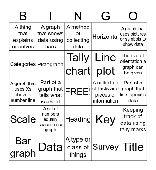 Data & Graphing Bingo Card