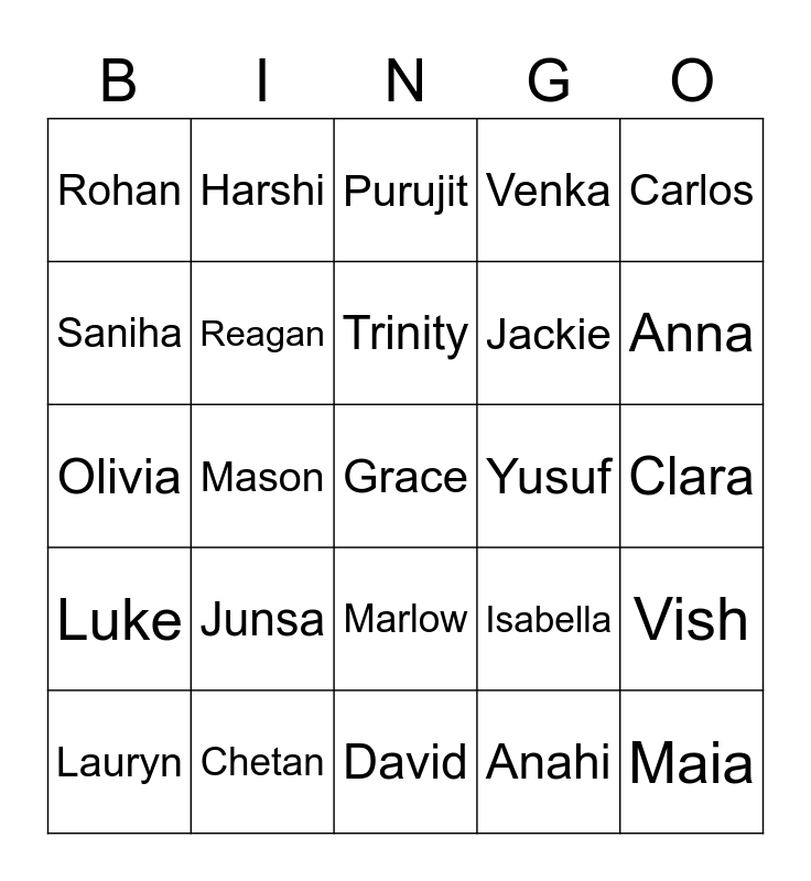Period 2 Bingo Card