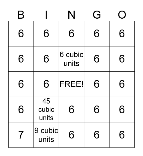 Volume Bingo Card