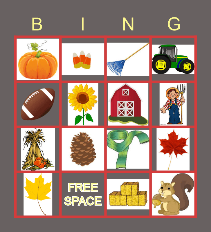 Autumn Bingo Black Background Bingo Card