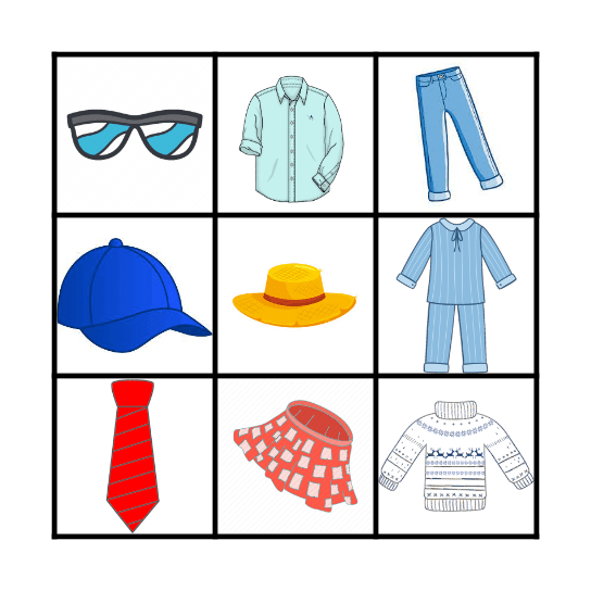 les vêtements Bingo Card