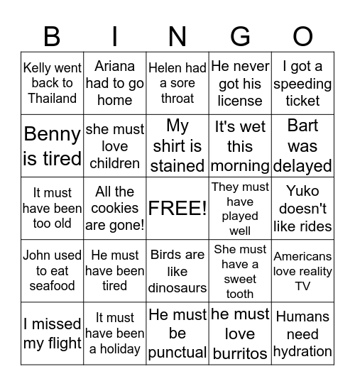 Assumptions Bingo Card