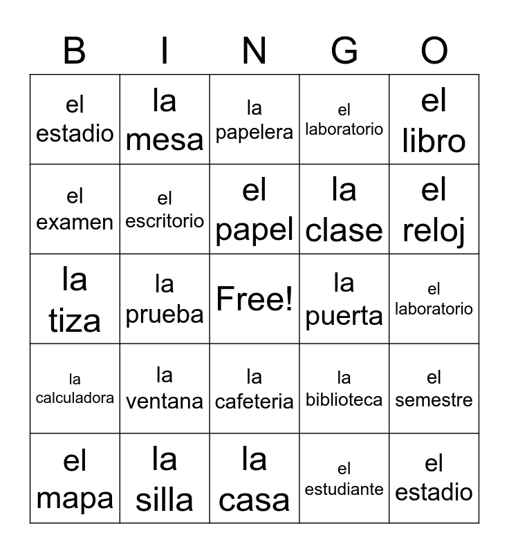 Descubre 1 Ch. 2 Week 1-3 Bingo Card