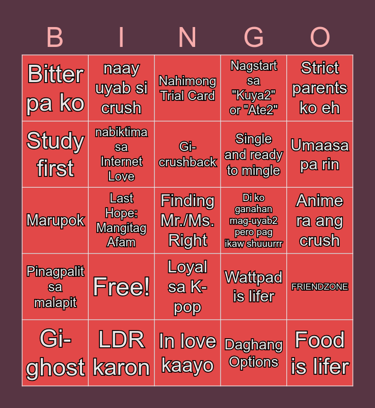 SQUINGO ala BINGO Card