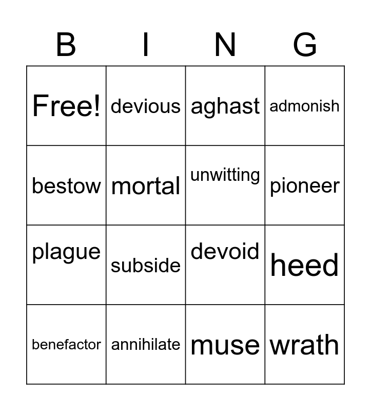 Wordly Wise - Level 7, Lesson 3 Bingo Card