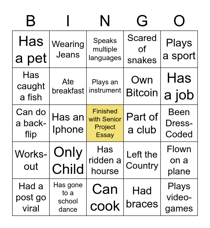 Connect With Others Bingo Card