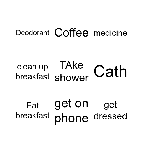 Morning Routine Bingo Card