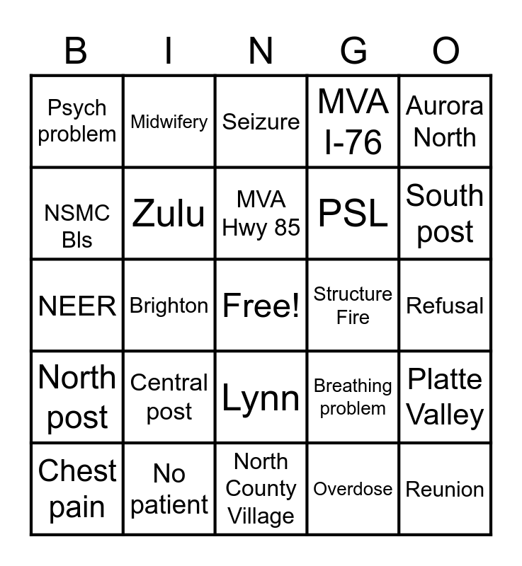 205 Bingo Card