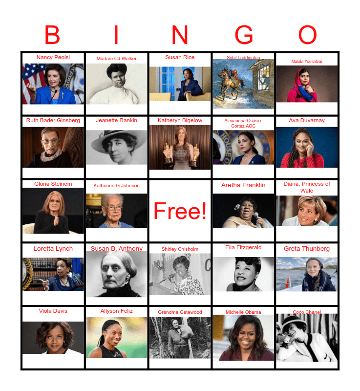 INFLUENTIAL WOMEN Bingo Card