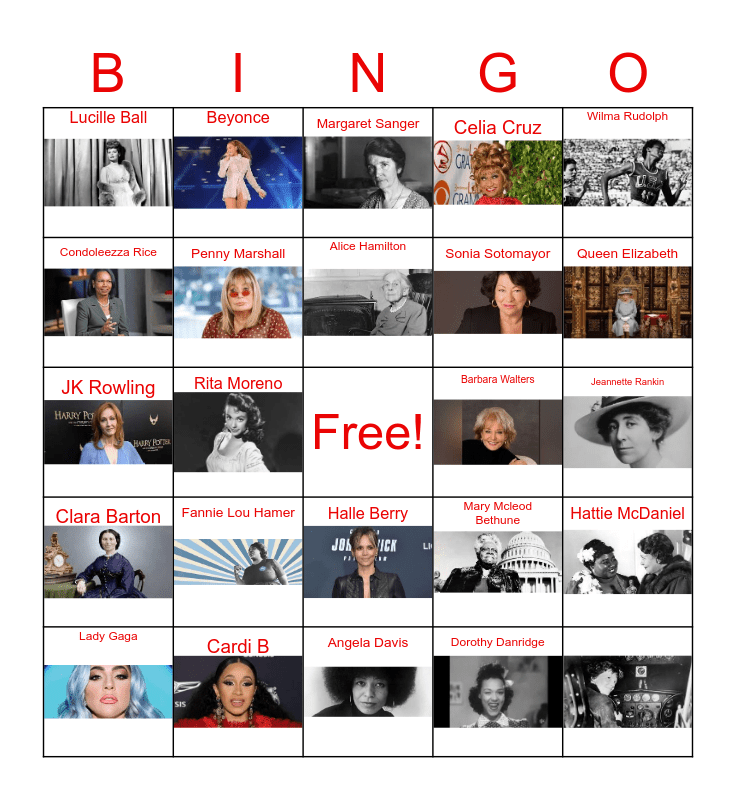 INFLUENTIAL WOMEN Bingo Card