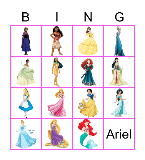 Princess Bingo Card