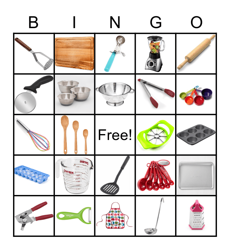 Kitchen Utensils Bingo Card
