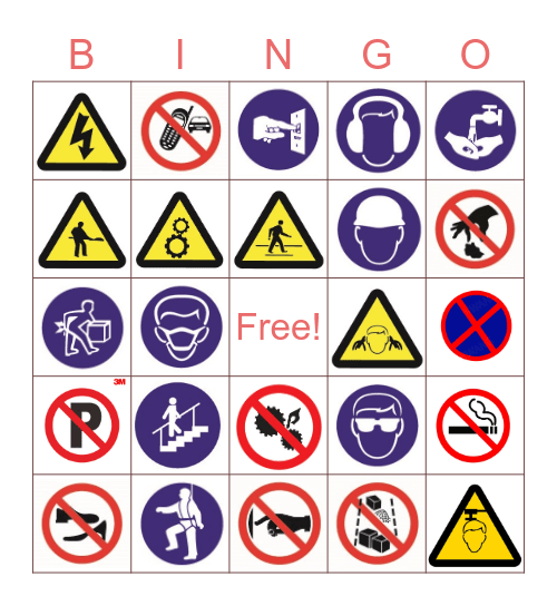 Safety Symbol Bingo Card