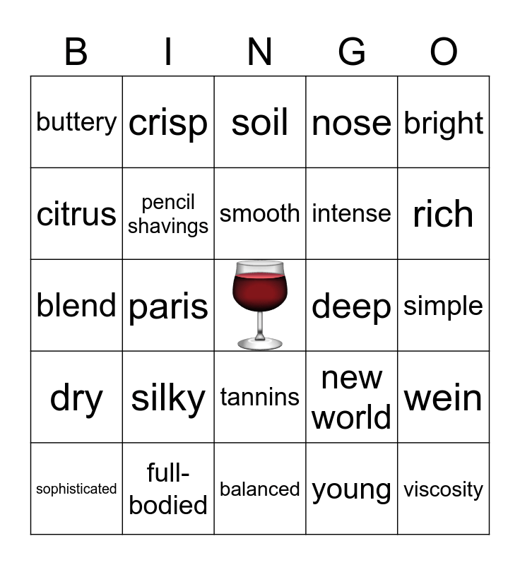Rob's Wine Bingo (Munich Edition) Bingo Card