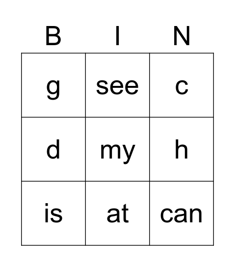 Red Words Bingo Card