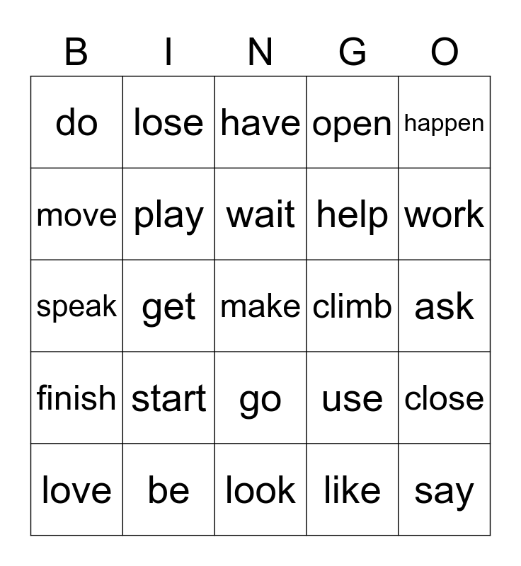 Bingo - minulý čas 👇 Bingo Card