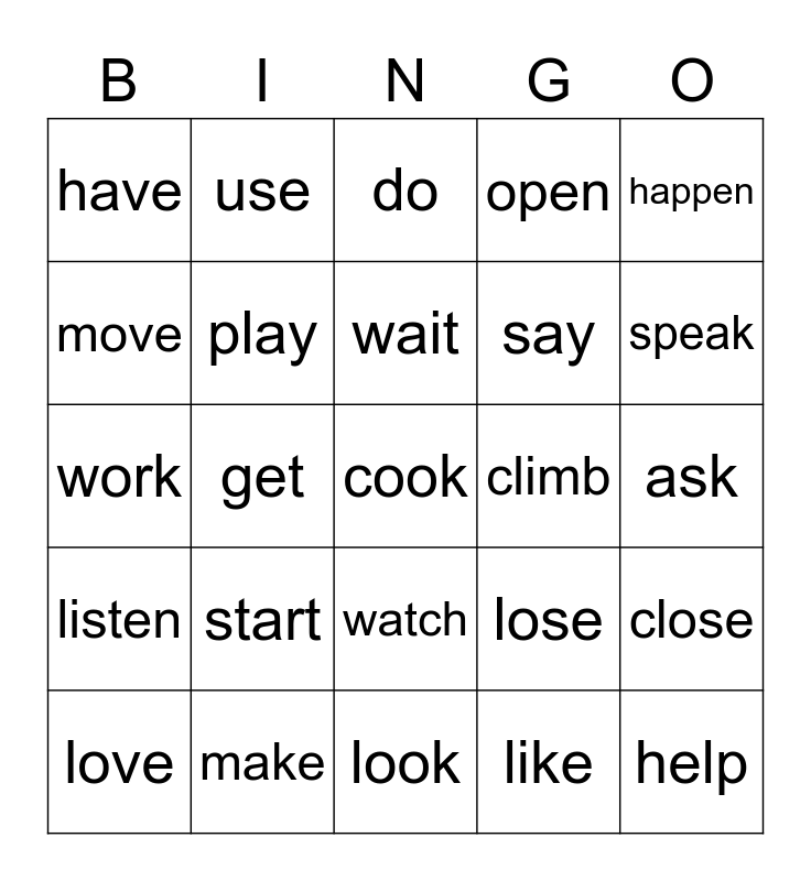 Bingo - minulý čas 👇 Bingo Card