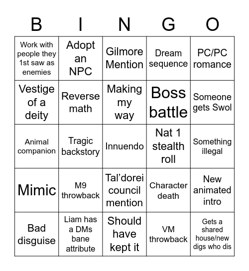 Campaign 3 Bingo Card