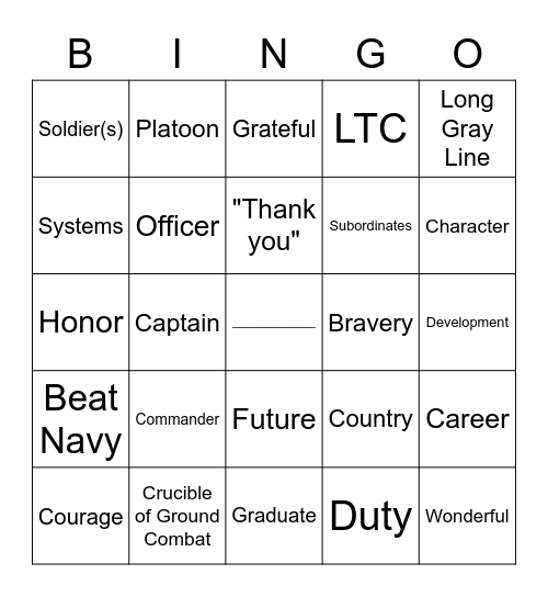 Nininger Dinner Bingo Card