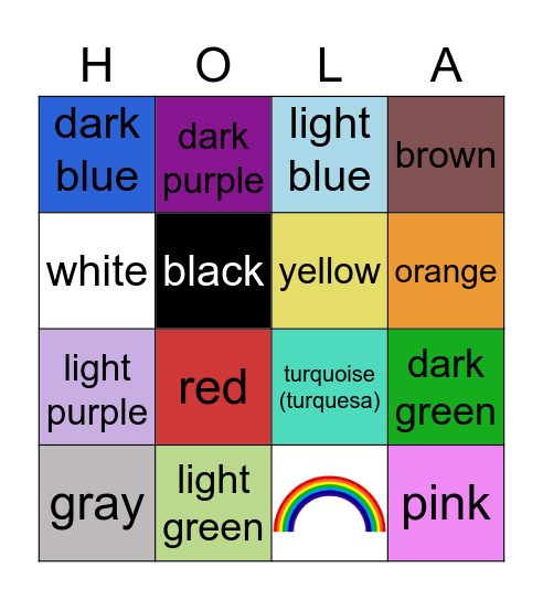 Los Colores Bingo Card