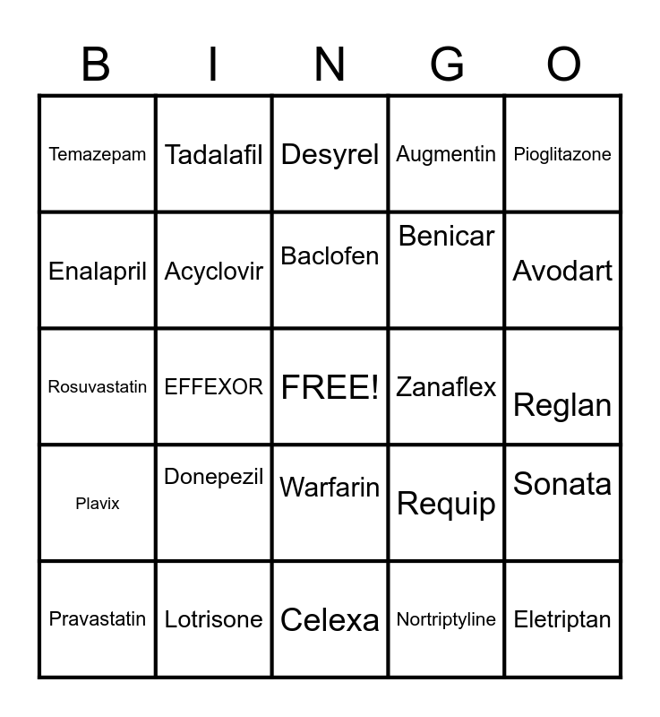 BRAND AND GENERIC Bingo Card