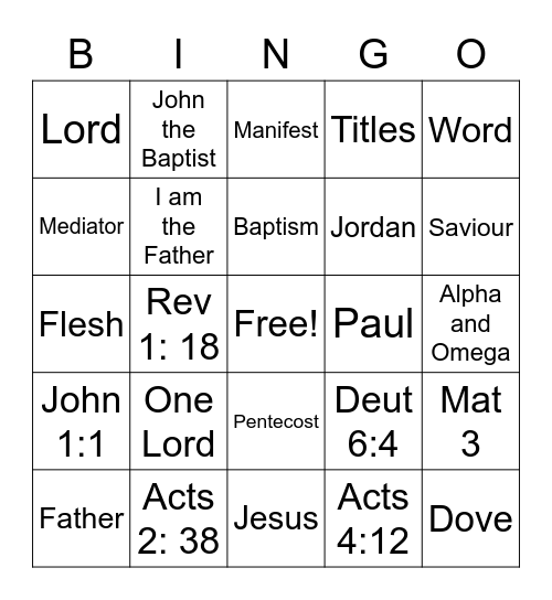 Bible Bingo Card
