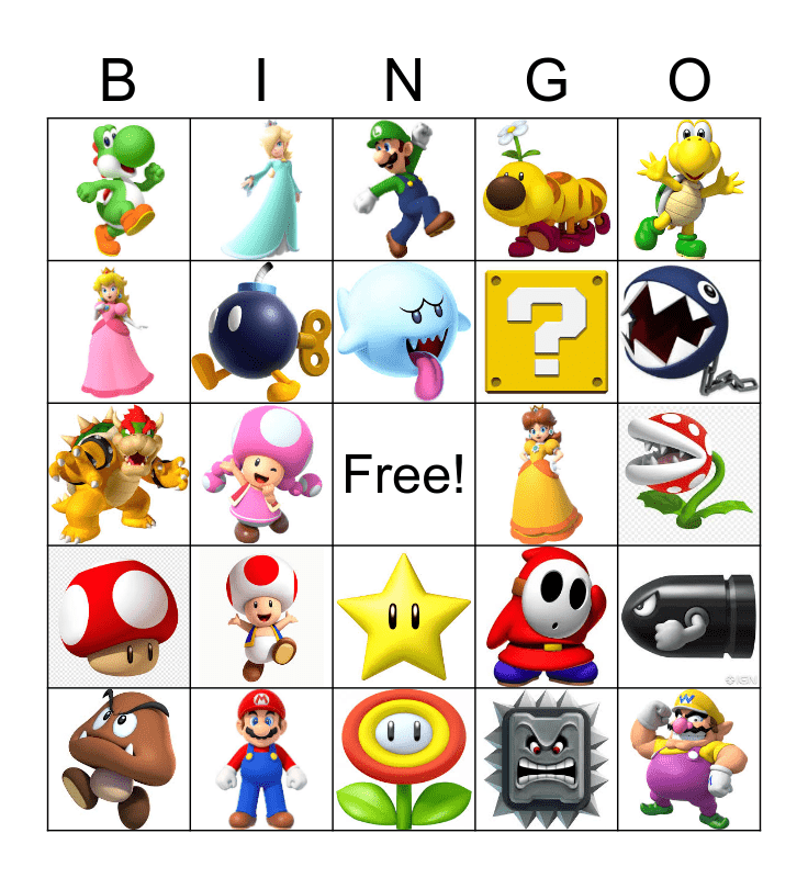Super Mario Bingo Card