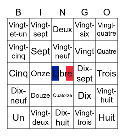 Bingo Français Bingo Card