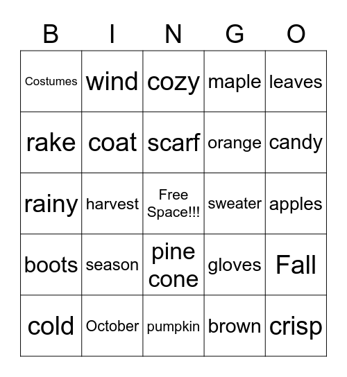 Fall Festival Bingo Card