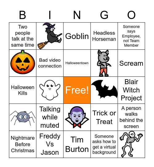 Virtual Halloween Bingo Card