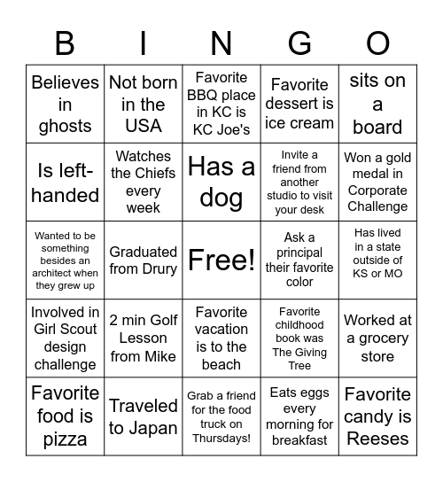 Studio Vanguard Bingo Card